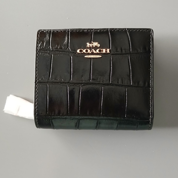 Coach | Bags | Coach Black Croc Embossed Snap Wallet New With Tags ...